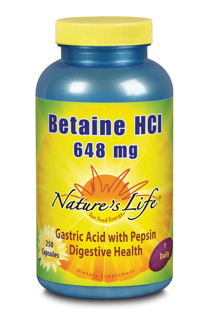 Nature's Life Betaine Hydrochloride - 648 Mg - 250 Capsules - Discount ...