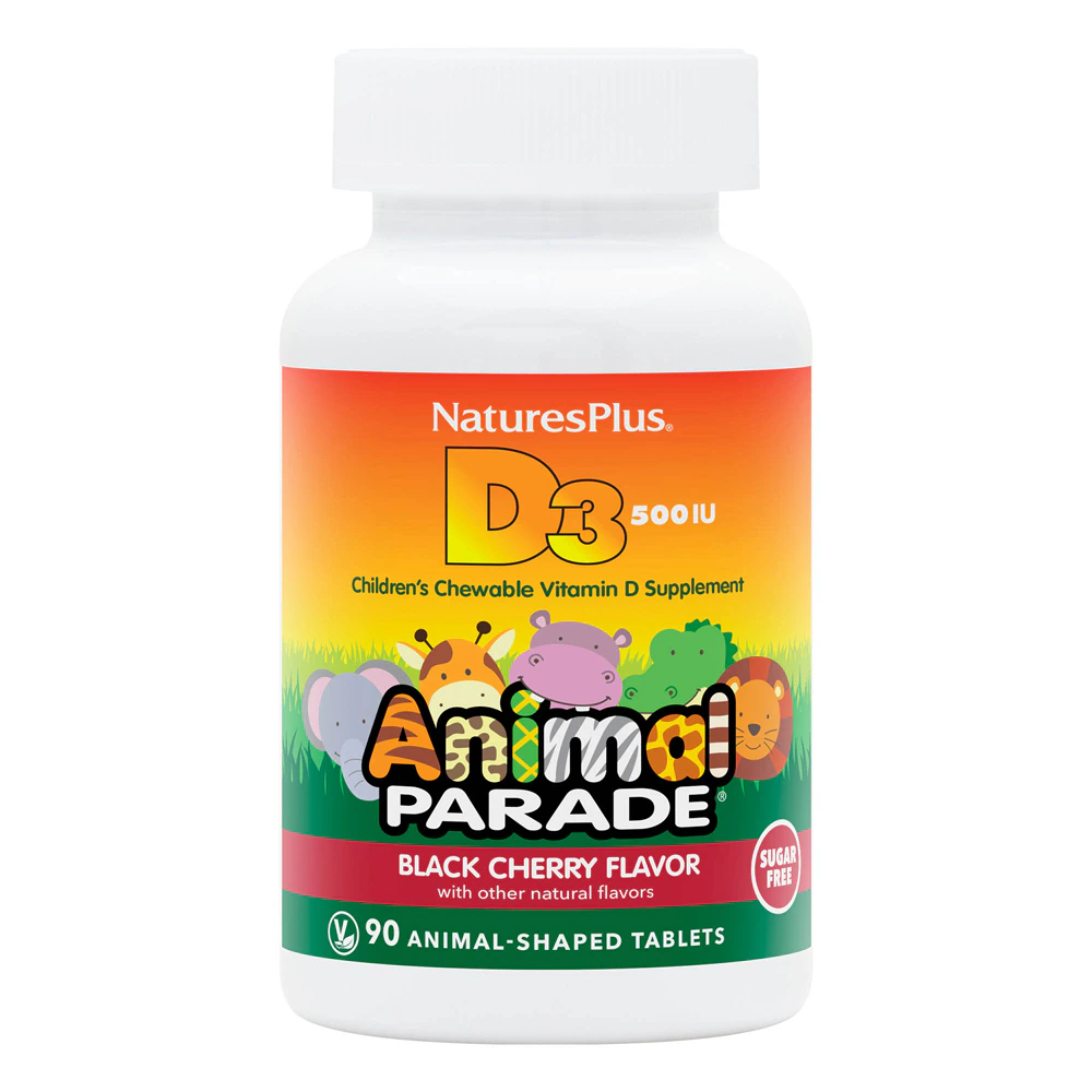 NaturesPlus Animal Parade Children's Vitamin D3 Sugar-Free Black Cherry ...