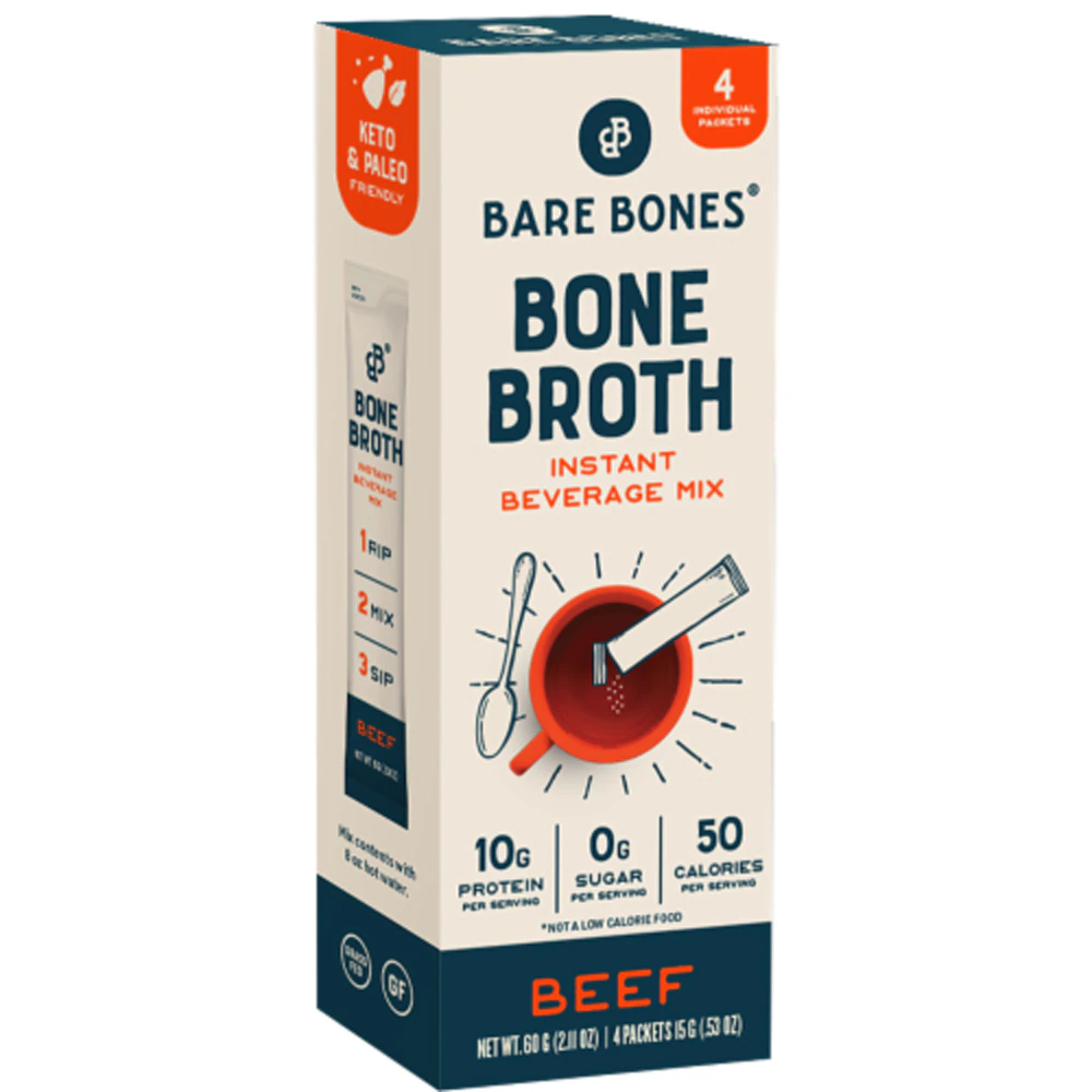 Bare Bones Instant Bone Broth Beverage Mix Beef - 4 Pack - Discount ...
