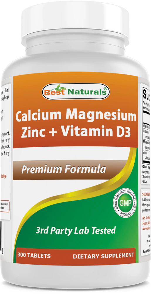 Best Naturals Calcium Magnesium Zinc Plus Vitamin D3 - 300 Tablets ...