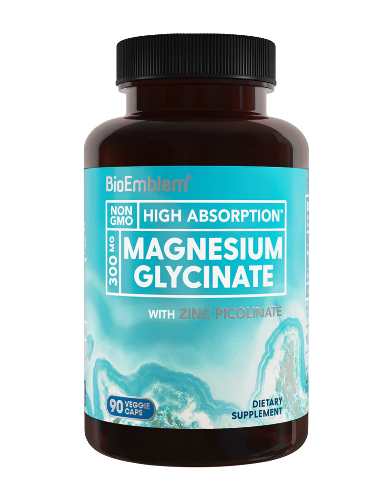 BioEmblem Magnesium Glycinate With Zinc Picolinate - 300 Mg - 90 Veggie ...