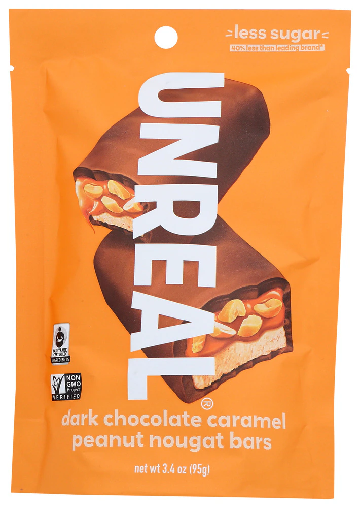 Unreal Candy Bars Fair Trade Dark Chocolate Caramel Peanut Nougat - 3.4 ...