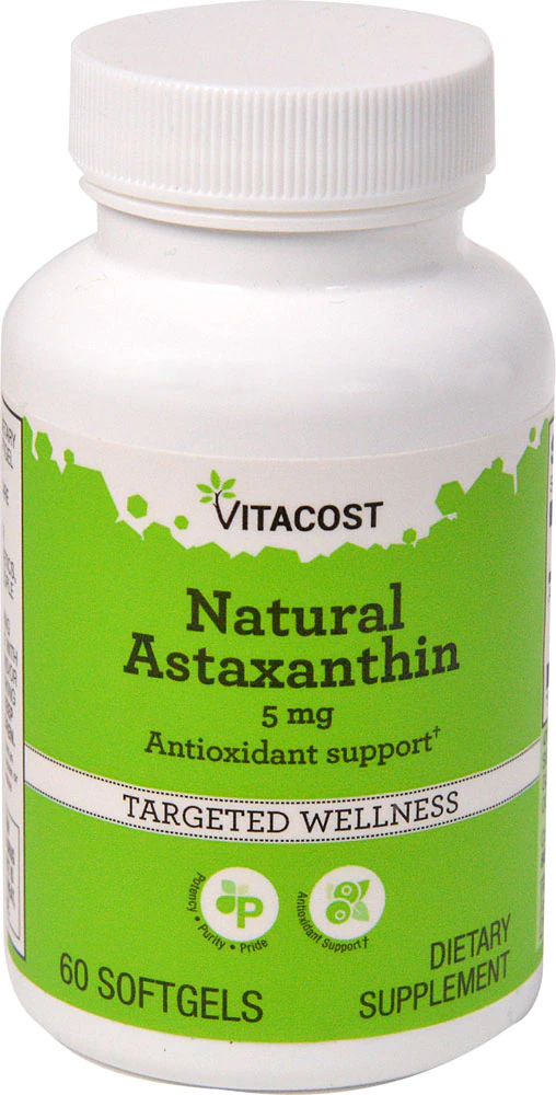 Vitacost Natural Astaxanthin - 5 Mg - 60 Softgels - Discount Vitamins ...
