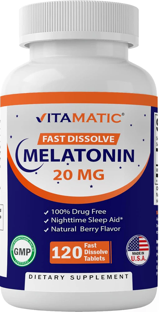 Vitamatic Melatonin - Fast Dissolve - 20 Mg - 120 Fast DissolveTablets ...
