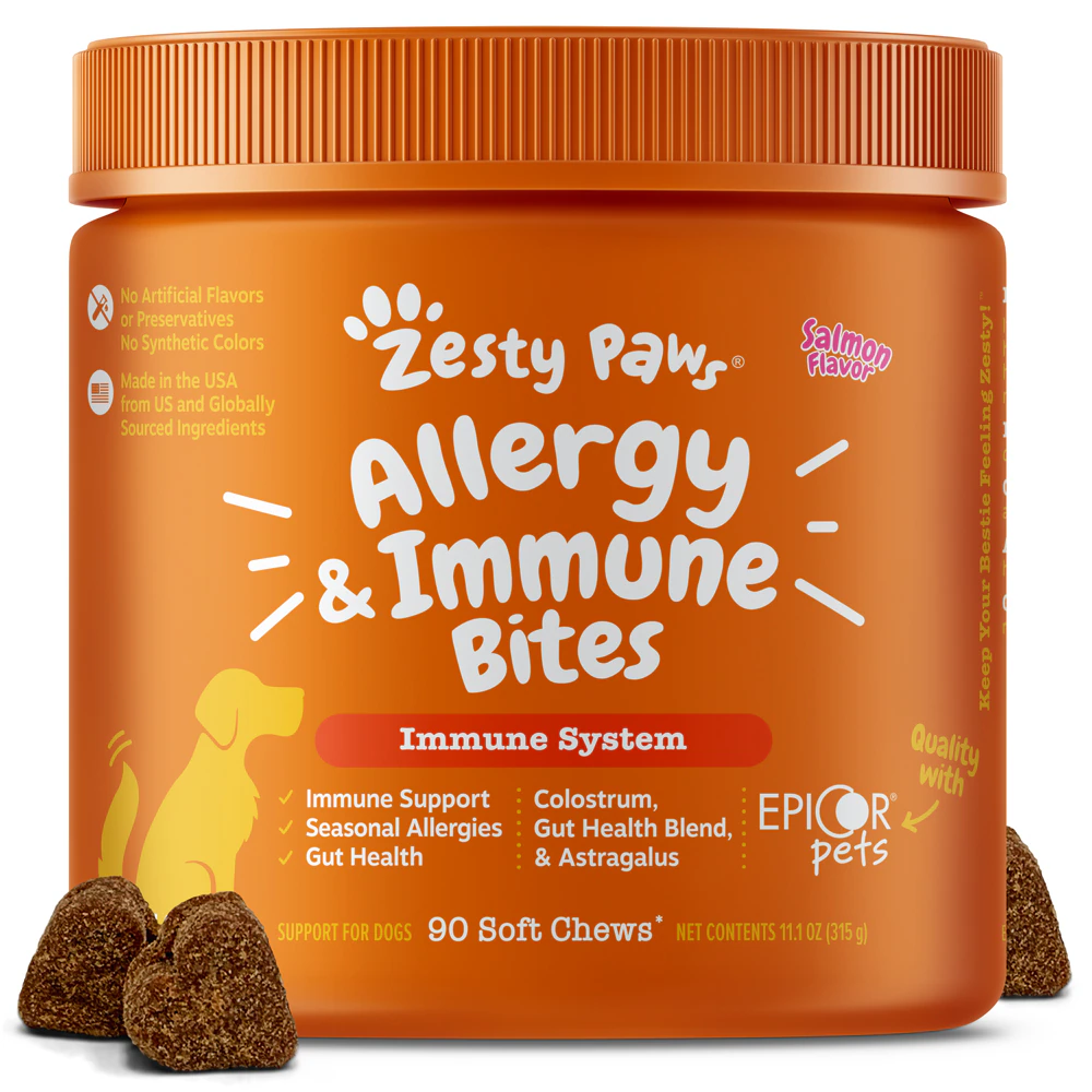 Zesty Paws Allergy & Immune Bites Supplement For Dogs Salmon - 90 Soft ...